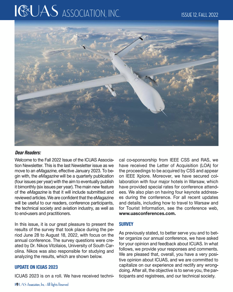ICUAS Association Newsletter and eMagazine – Int´l Conference on Unmanned Aircraft Systems